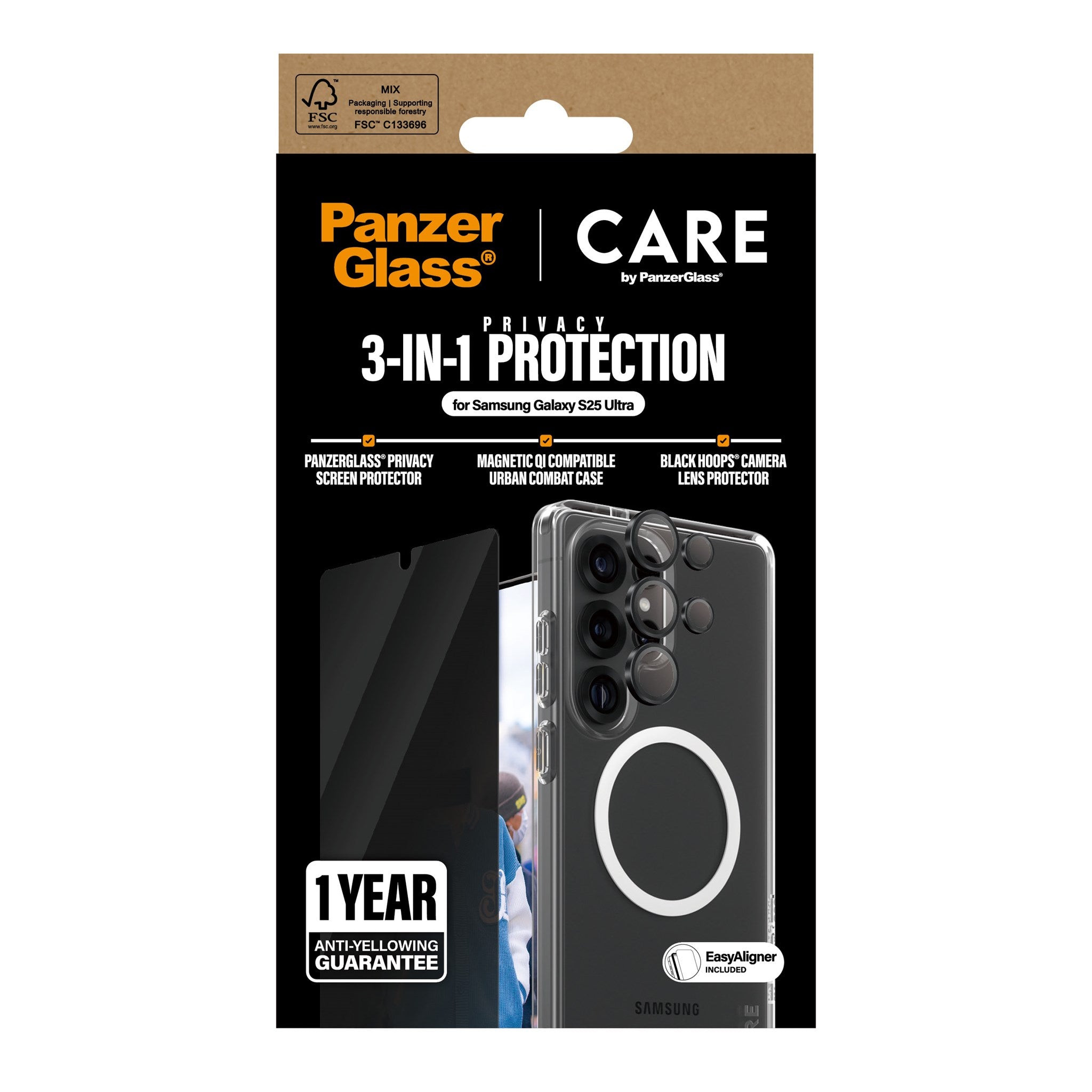 CARE by PanzerGlass® Flagship 3-in-1 Privacy Bundle Samsung Galaxy S25